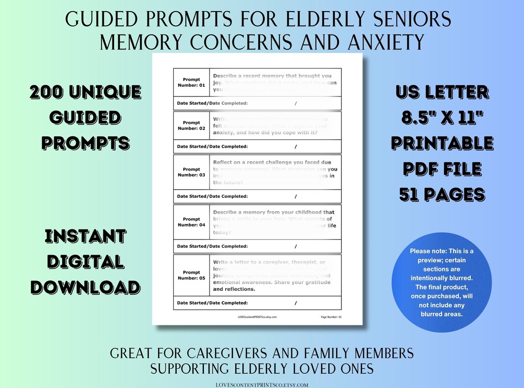 Elderly Memory Prompt Cards, Anxiety Relief, Caregiver Printable (PDF ...