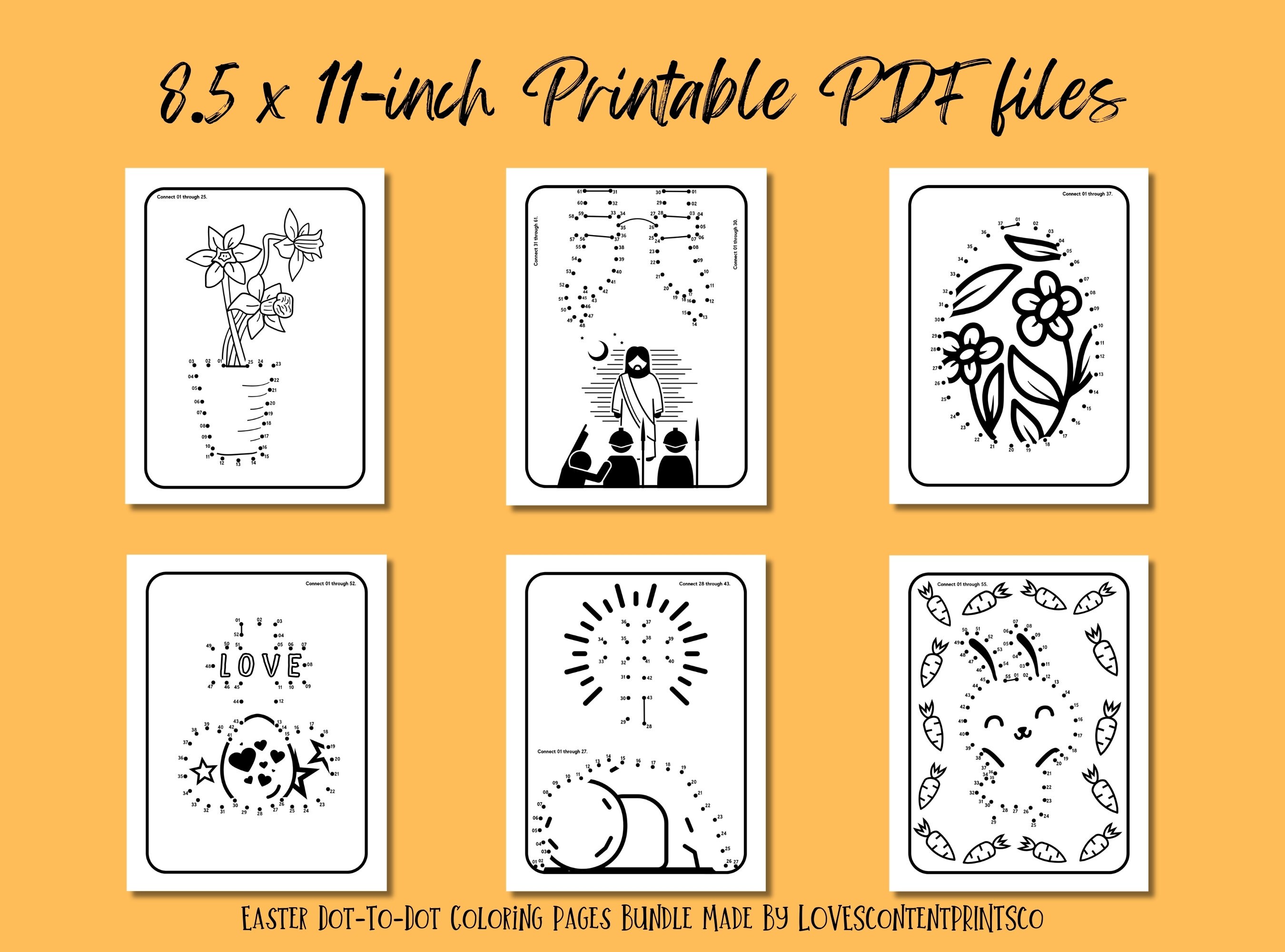 Easter Dot to Dot Coloring Pages, Numbers Practice (digital Download ...