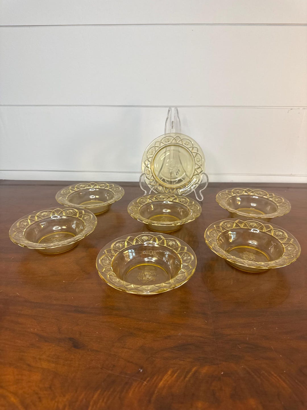 Federal Glass Rosemary (dutch Rose) Amber Berry Bowls • Set of 7 ...