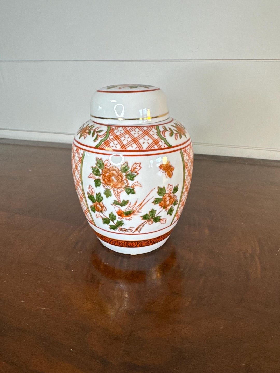 Vintage Andrea by Sadek Ginger Jar • Hollywood Regency Floral Porcelain ...