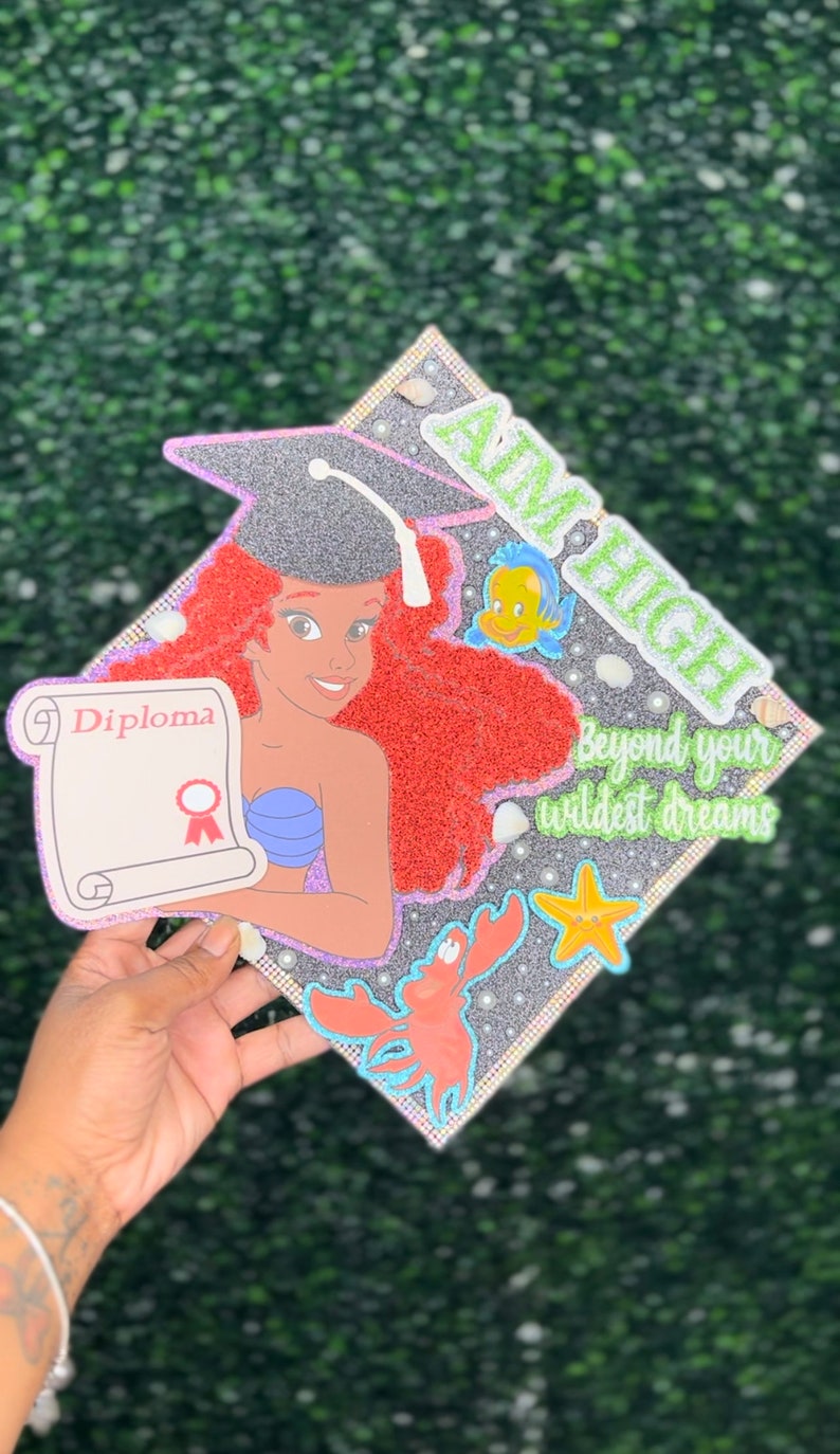 Black Little Mermaid Graduation Cap Topper - Etsy