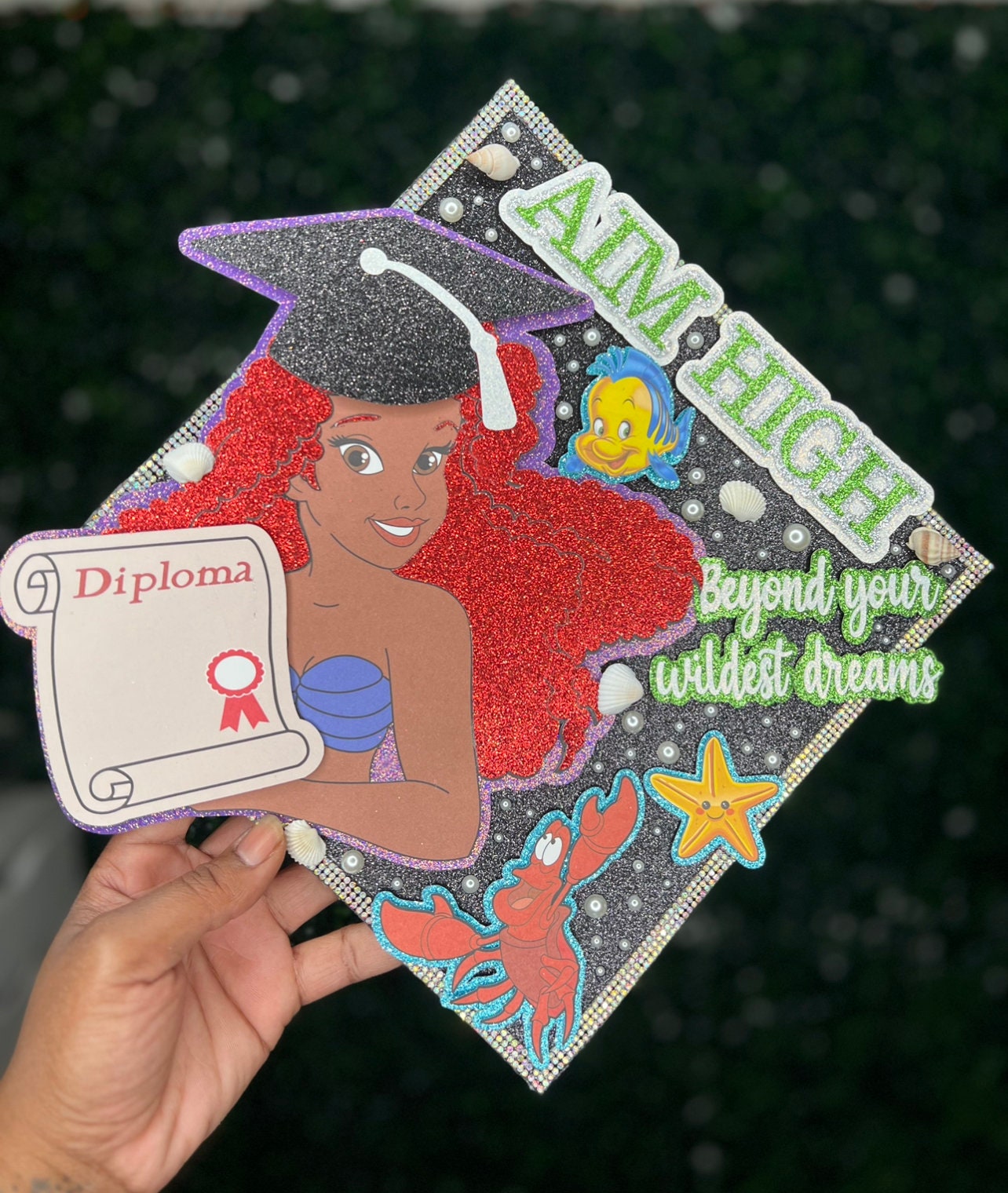 Black Little Mermaid Graduation Cap Topper - Etsy
