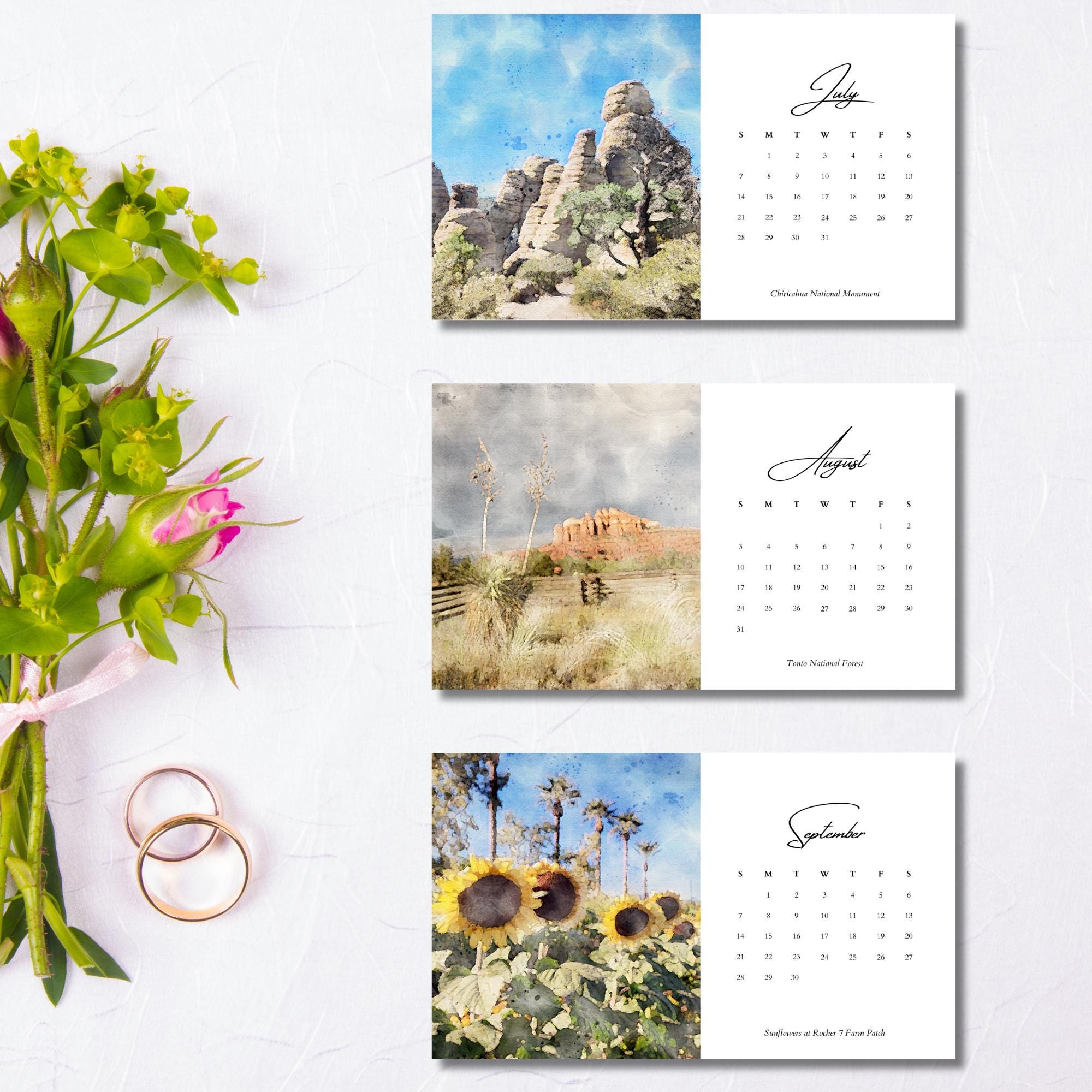 2025 Calendar Watercolor Arizona Landscapes 12 Month Desktop Calendar ...