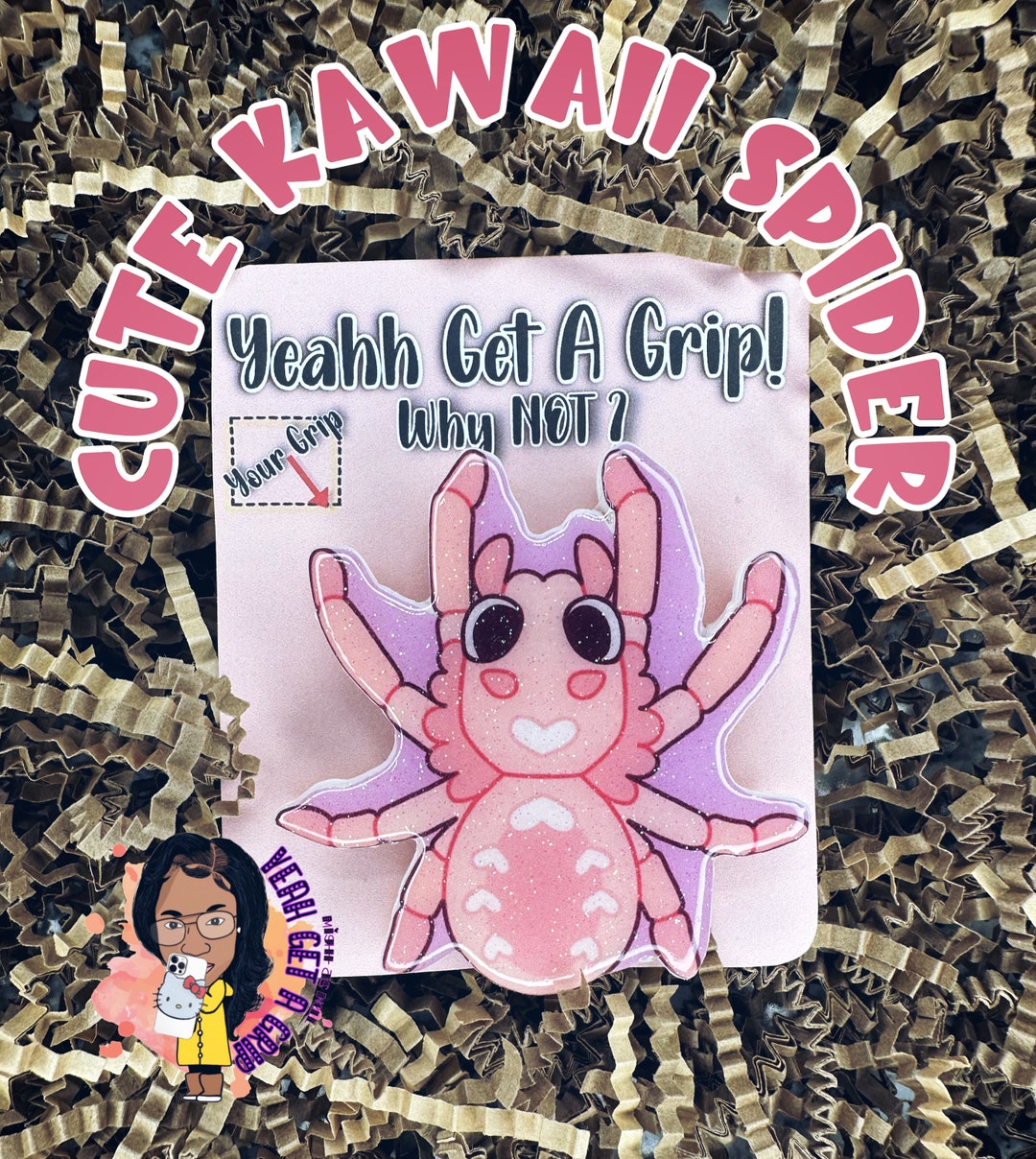 None Swap - Cute Pink Kawaii Spider - Phone Grip - Etsy