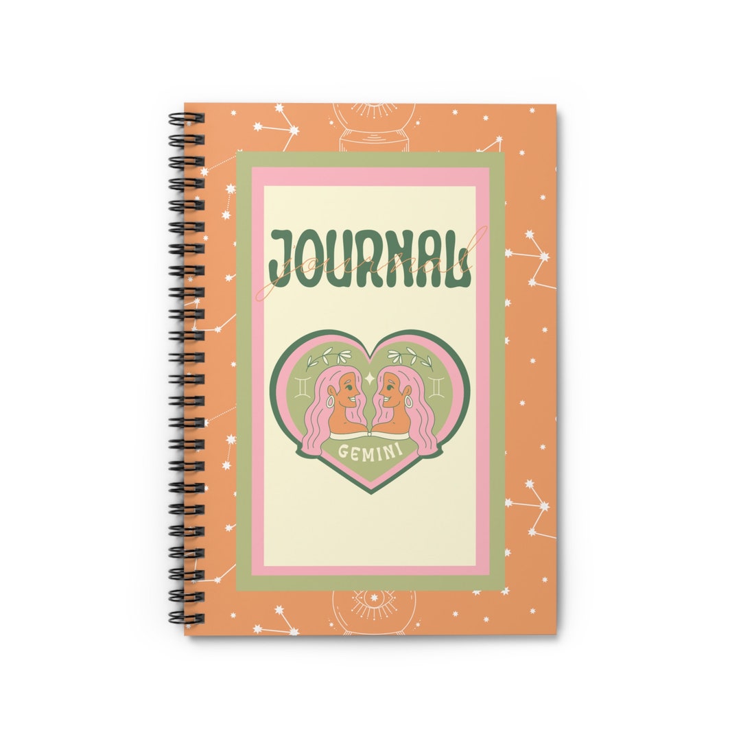 Zodiac Journal Gemini Design Spiral Notebook Ruled Line, Zodiac Gift ...