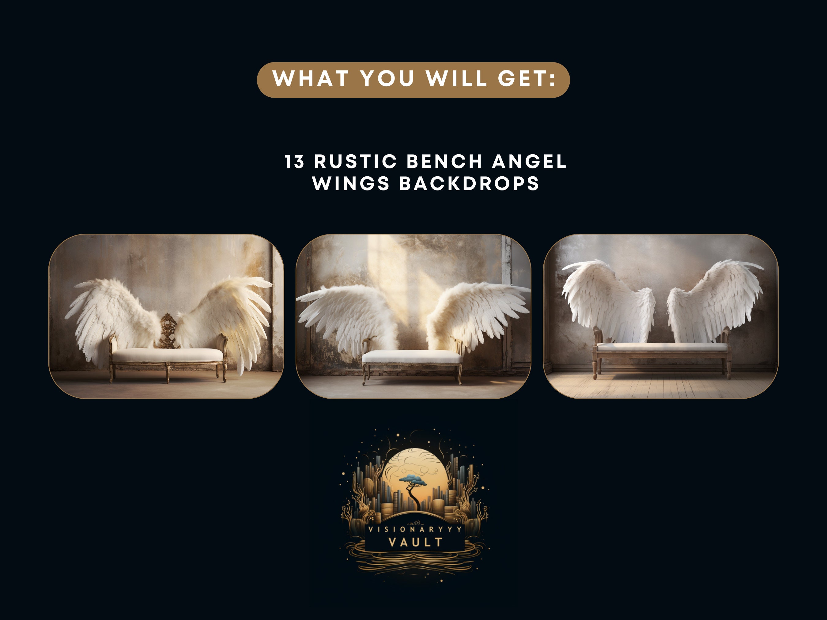 13 Rustic Seated Pose Angel Wings Digital Backgrounds Seated, Royal ...