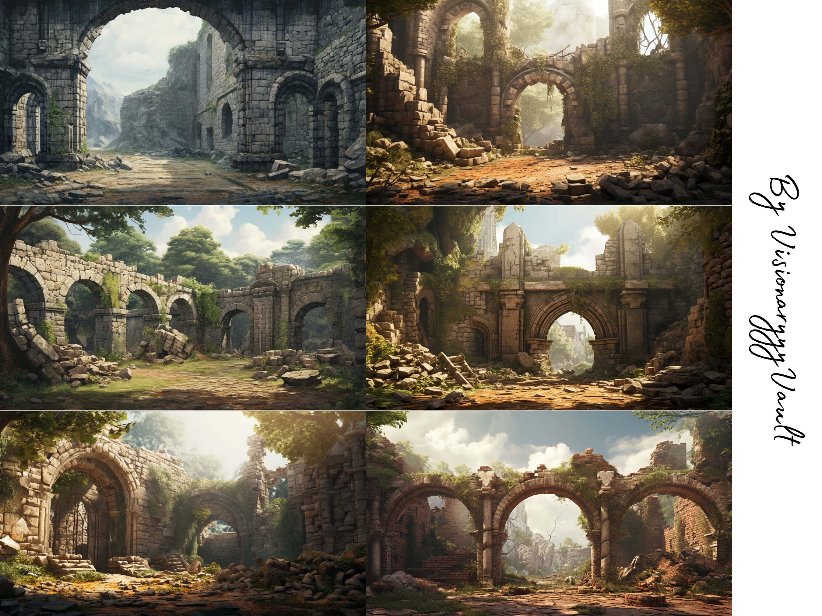 8 Stone Ruins Concept Art Backdrop iPad Wallpaper, Background ...