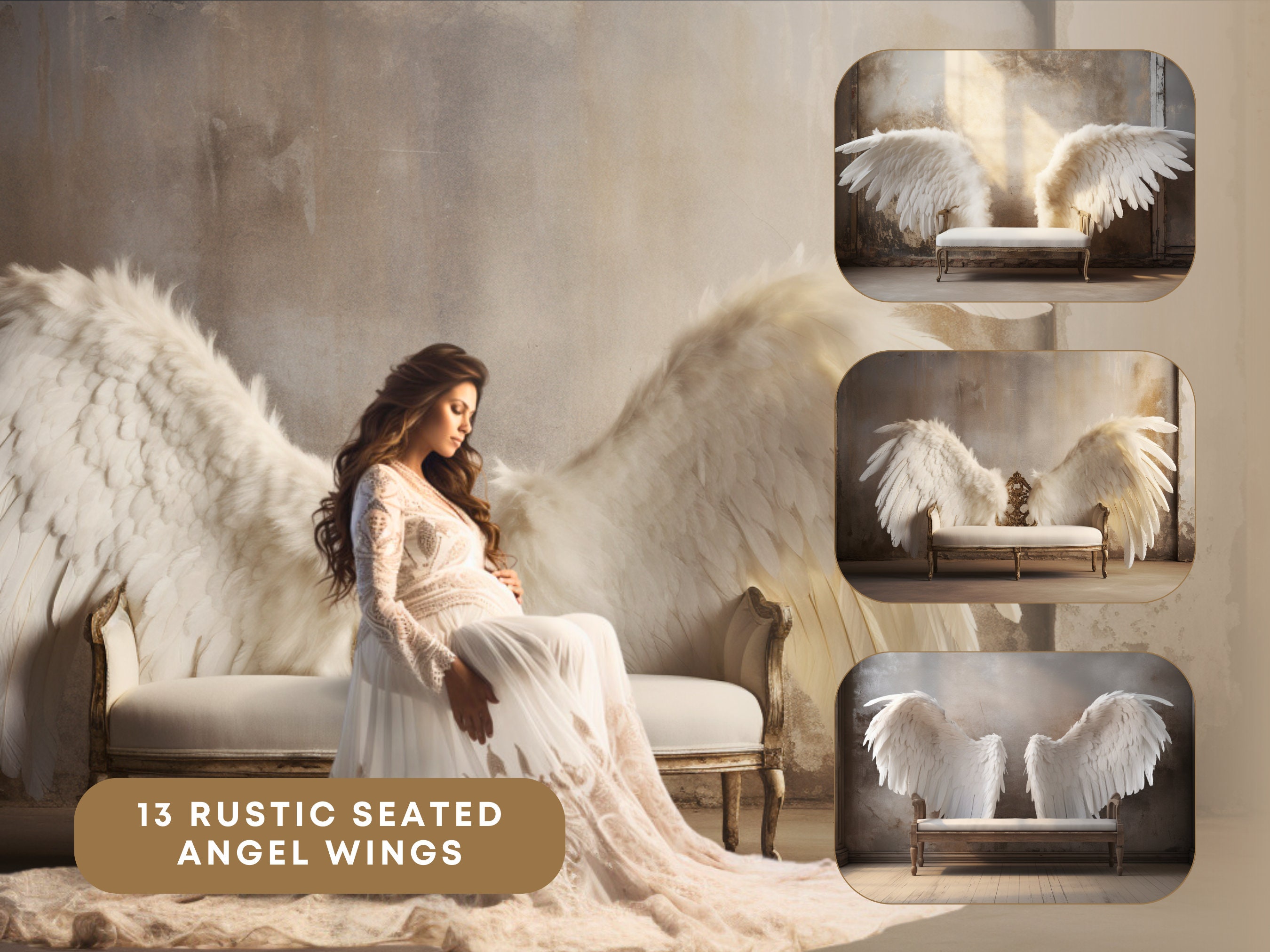 13 Rustic Seated Pose Angel Wings Digital Backgrounds Seated, Royal ...