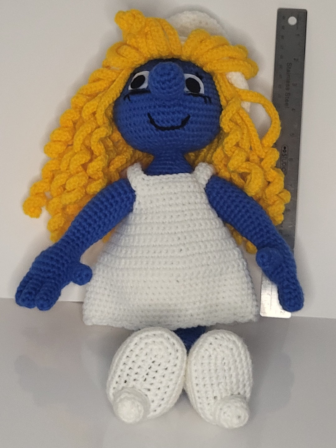 Amigurumi Smurfette Character Doll, Smurfette, Handmade Gift for Baby ...
