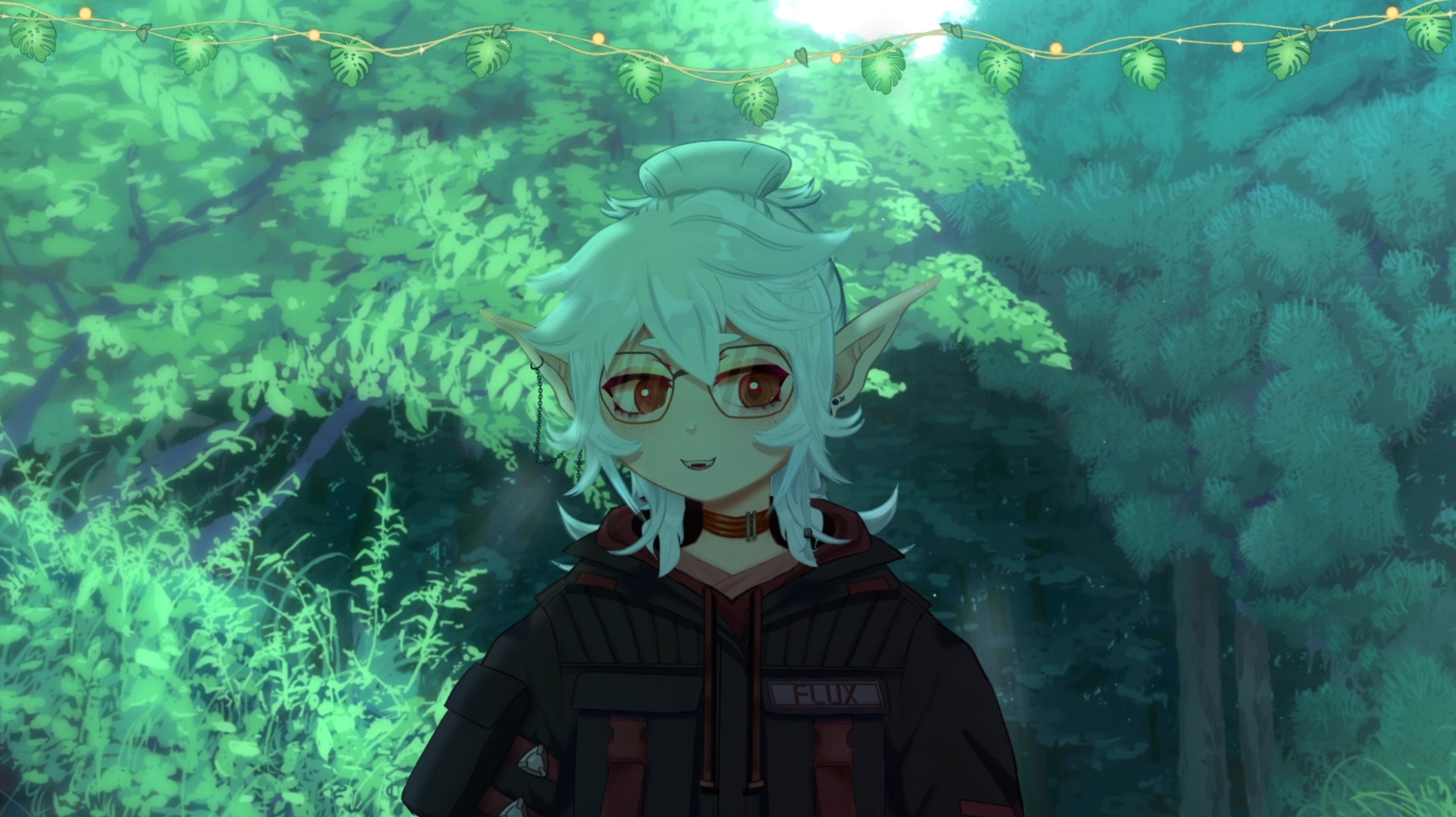 Monstera Animated String Lights Twitch Streamer Overlay Vtuber Assets ...