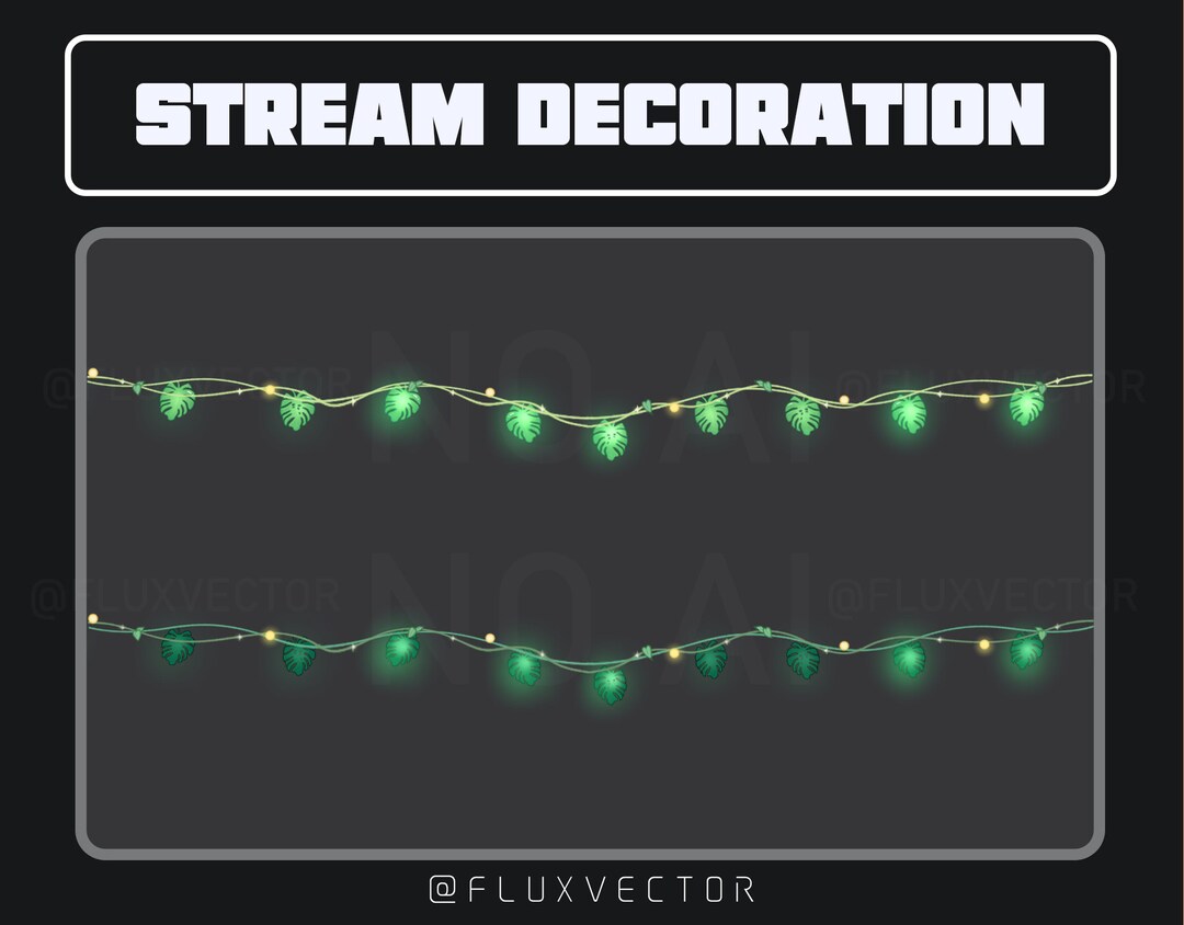 Monstera Animated String Lights Twitch Streamer Overlay Vtuber Assets ...