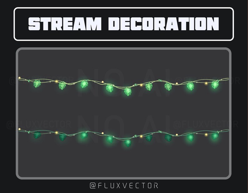Monstera Animated String Lights Twitch Streamer Overlay Vtuber Assets ...