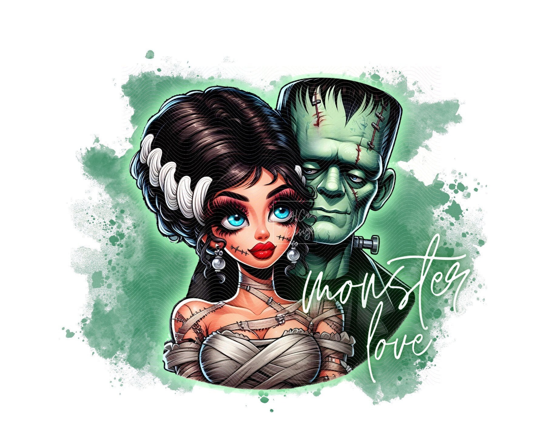 Frankenstein and Bride of Frankenstein PNG Monster Love Frankenstein ...