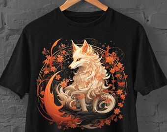 White Fox T-shirt Japanese Fox Tshirt Harajuku Japanese Tshirt Anime ...