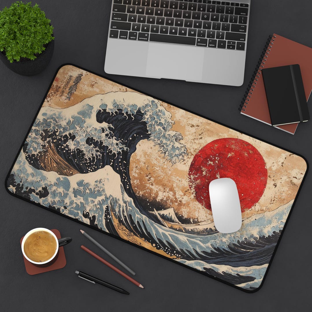 Kaganawa Wave Mouse Pad, Japanese Print Mouse Pad, Anime Desk Mat ...