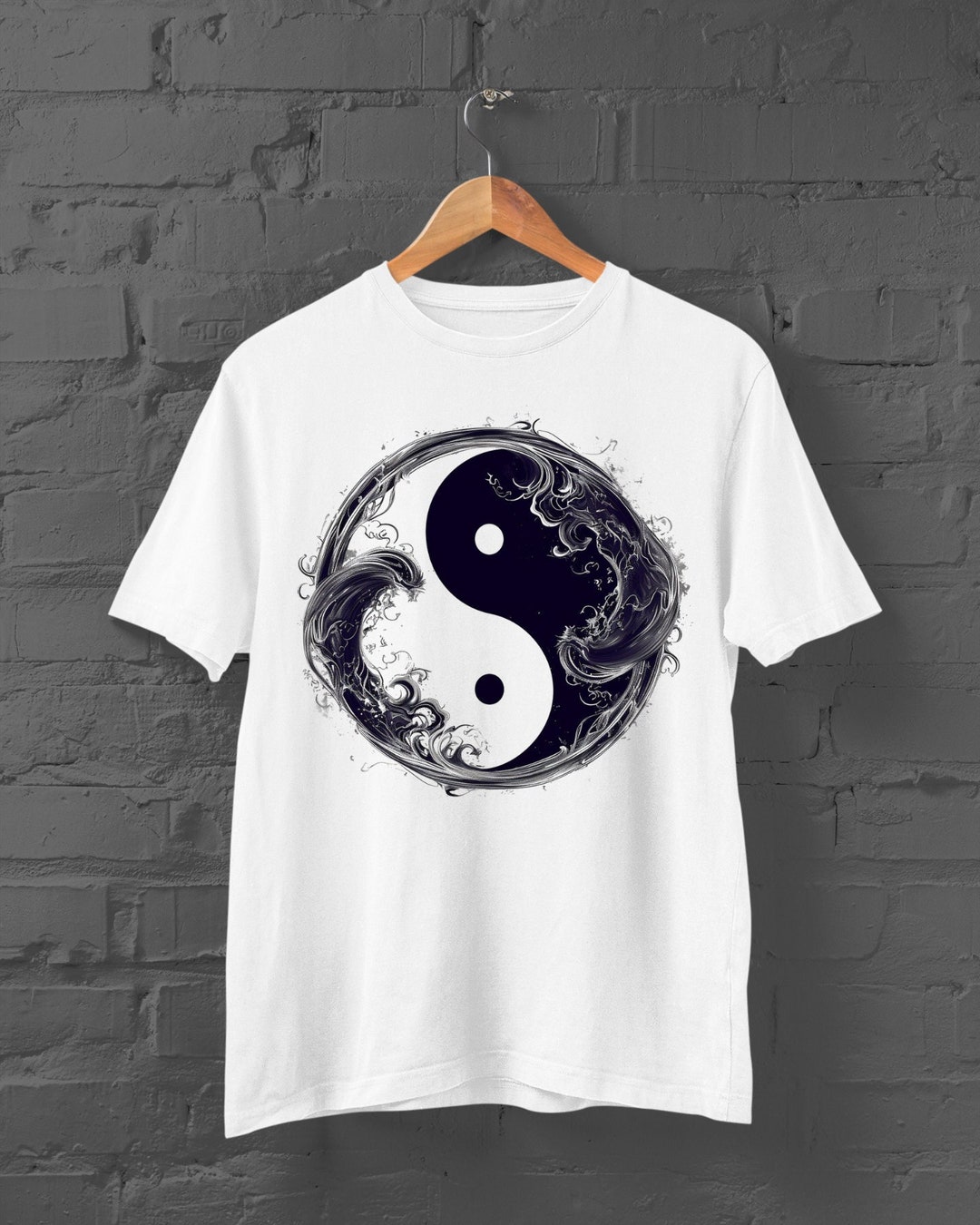 Yin Yang Print T-shirt Kanji Print Shirt Japanese Streetwear Anime ...