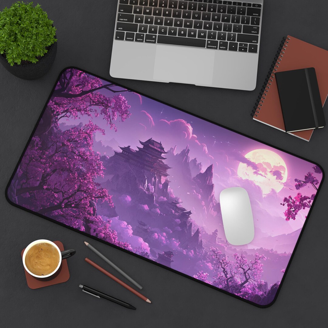 Lo-fi Japan Scenery Desk Mat | Floral Desk Mat | Sakura Mouse Pad ...