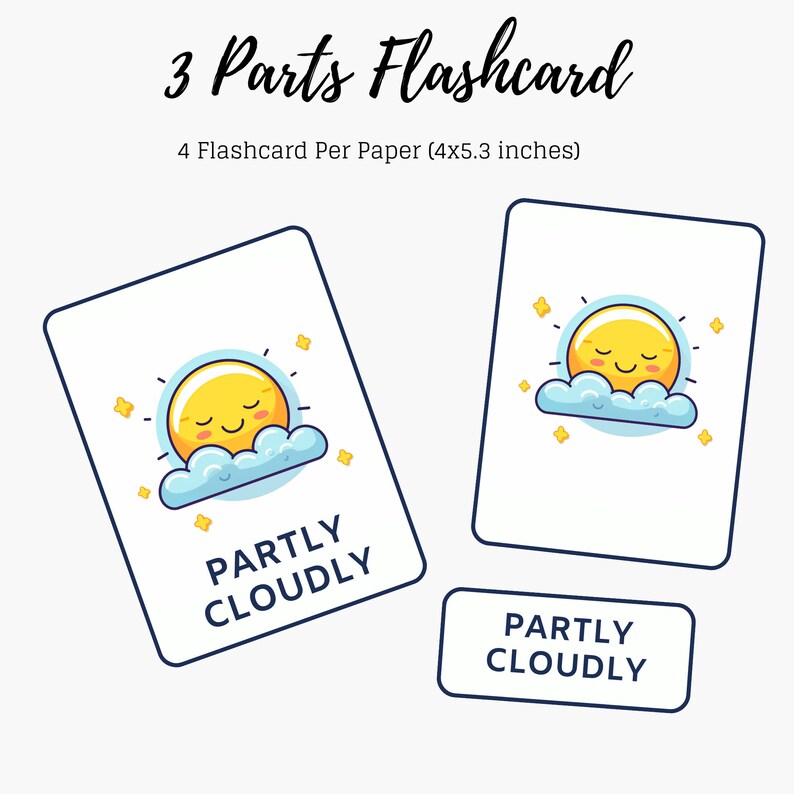 12 Weather Flashcards Montessori Cards Preschool Flashcard - Etsy