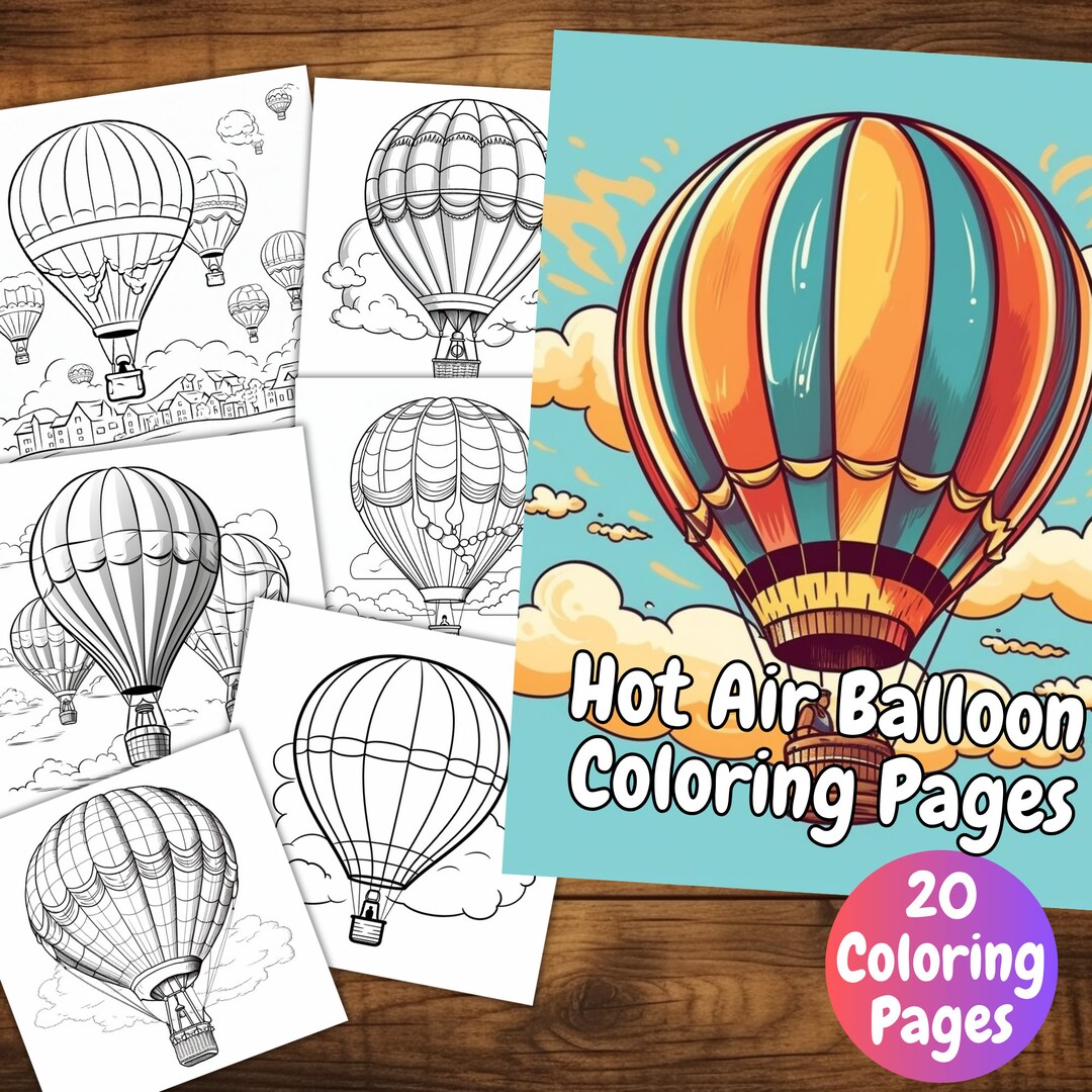 Hot Air Balloon Coloring Pages 20 Pages Vehicle Coloring - Etsy