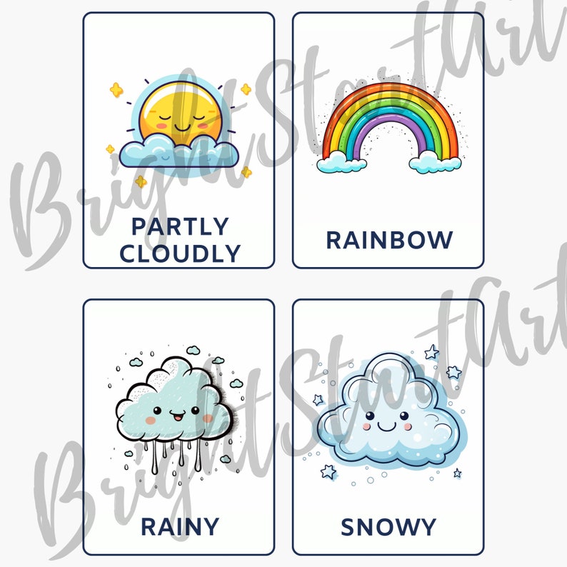 12 Weather Flashcards Montessori Cards Preschool Flashcard - Etsy