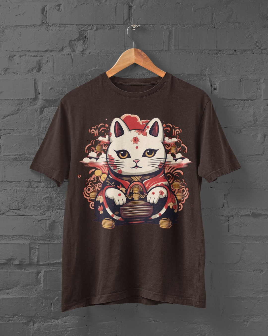 Lucky Japanese Cat Shirt Harajuku Japanese Streetwear Kawaii T-shirt ...