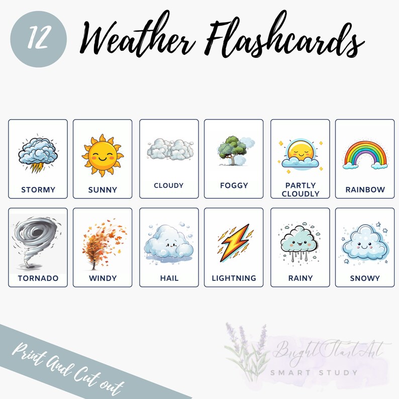 12 Weather Flashcards Montessori Cards Preschool Flashcard - Etsy
