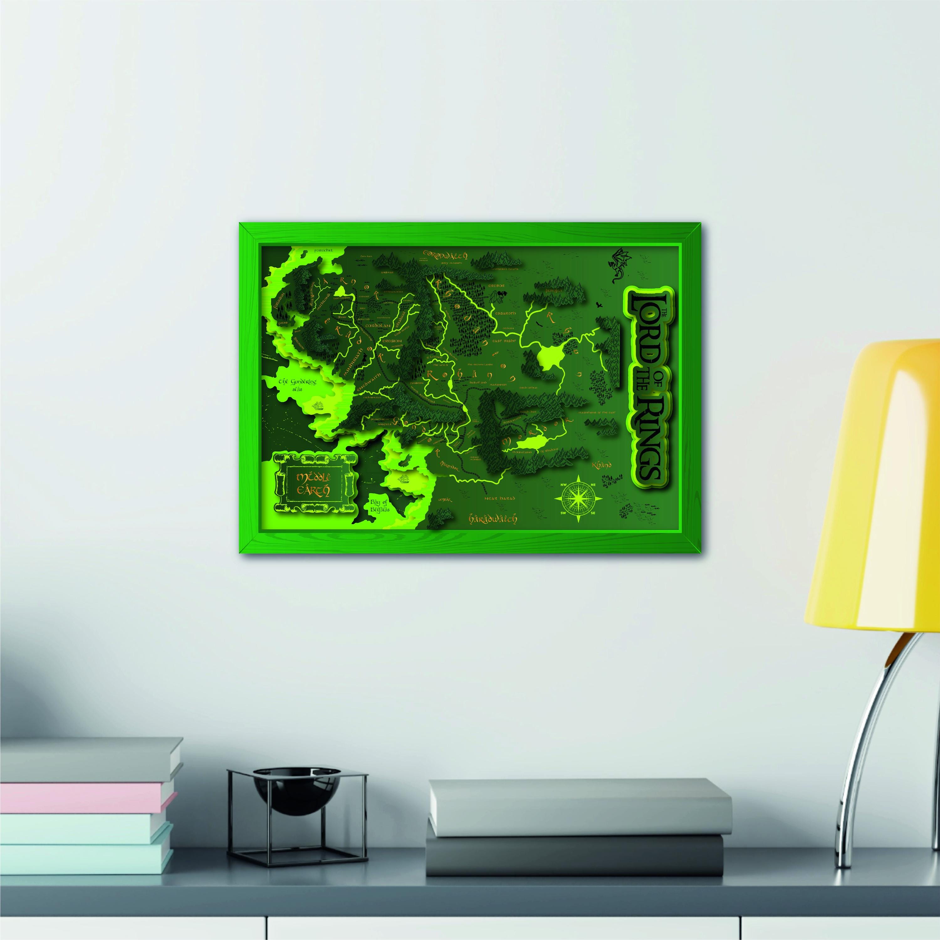 Lord of Rings, Middle Earth Map SVG, 3D Laser Cut Map, 3 Layer Wall Art ...