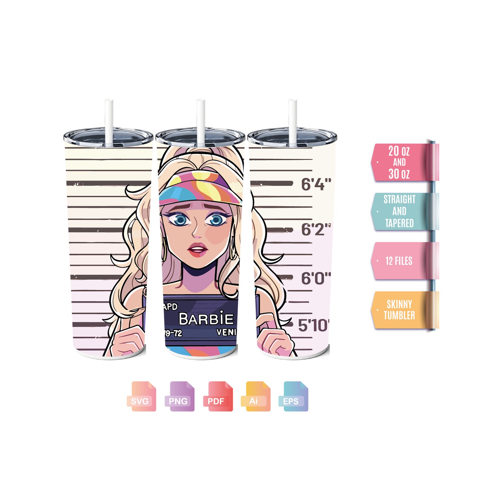 Barbie Design 11 Skinny Tumbler Sublimation Design for Straight and ...