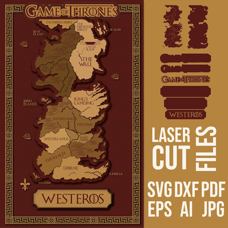 Westeros 3D Layered Map SVG – Laser Cut Digital File for CNC, Glowforge ...