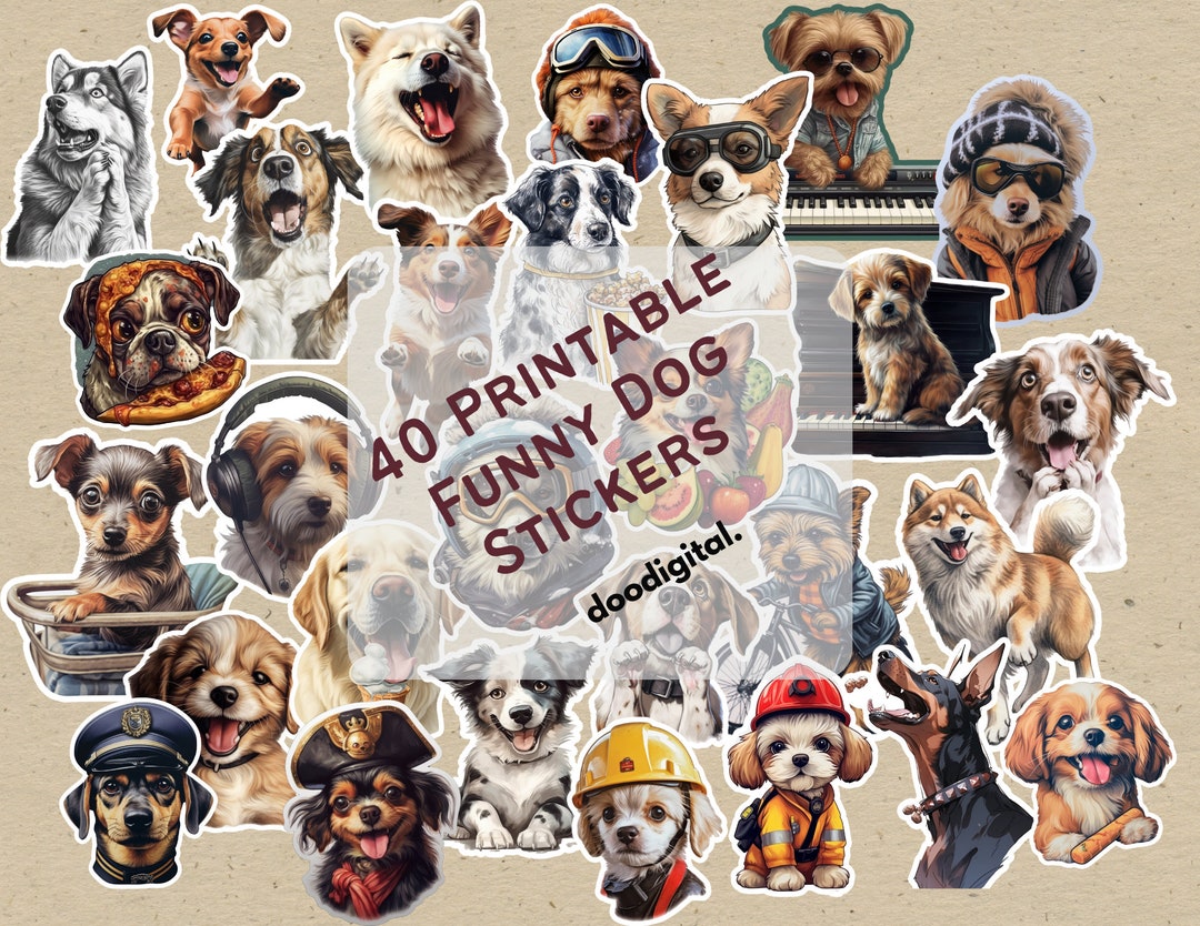 40 Printable Funny Dog Stickers SVG PNG. Digital Dog Meme Stickers ...