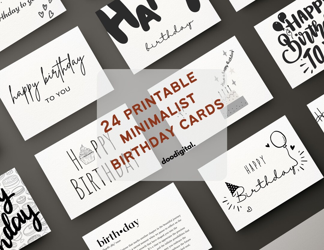 24 Printable Minimalist Birthday Cards. Luxury Gifting: Celebrate ...