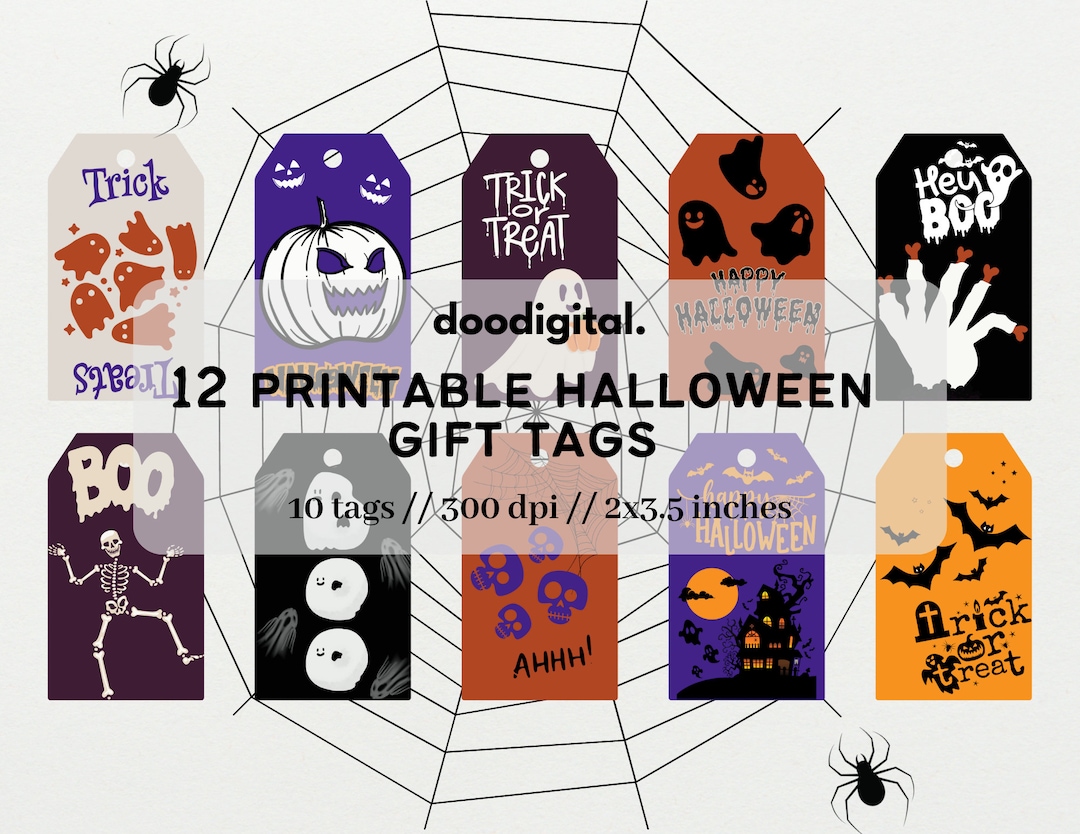 10 Printable Spooky Halloween Gift Tags. Instant Download Party Favor ...