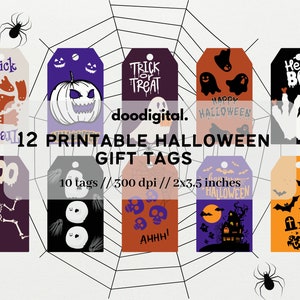 10 Printable Spooky Halloween Gift Tags. Instant Download Party Favor ...