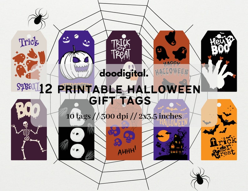 10 Printable Spooky Halloween Gift Tags. Instant Download Party Favor ...
