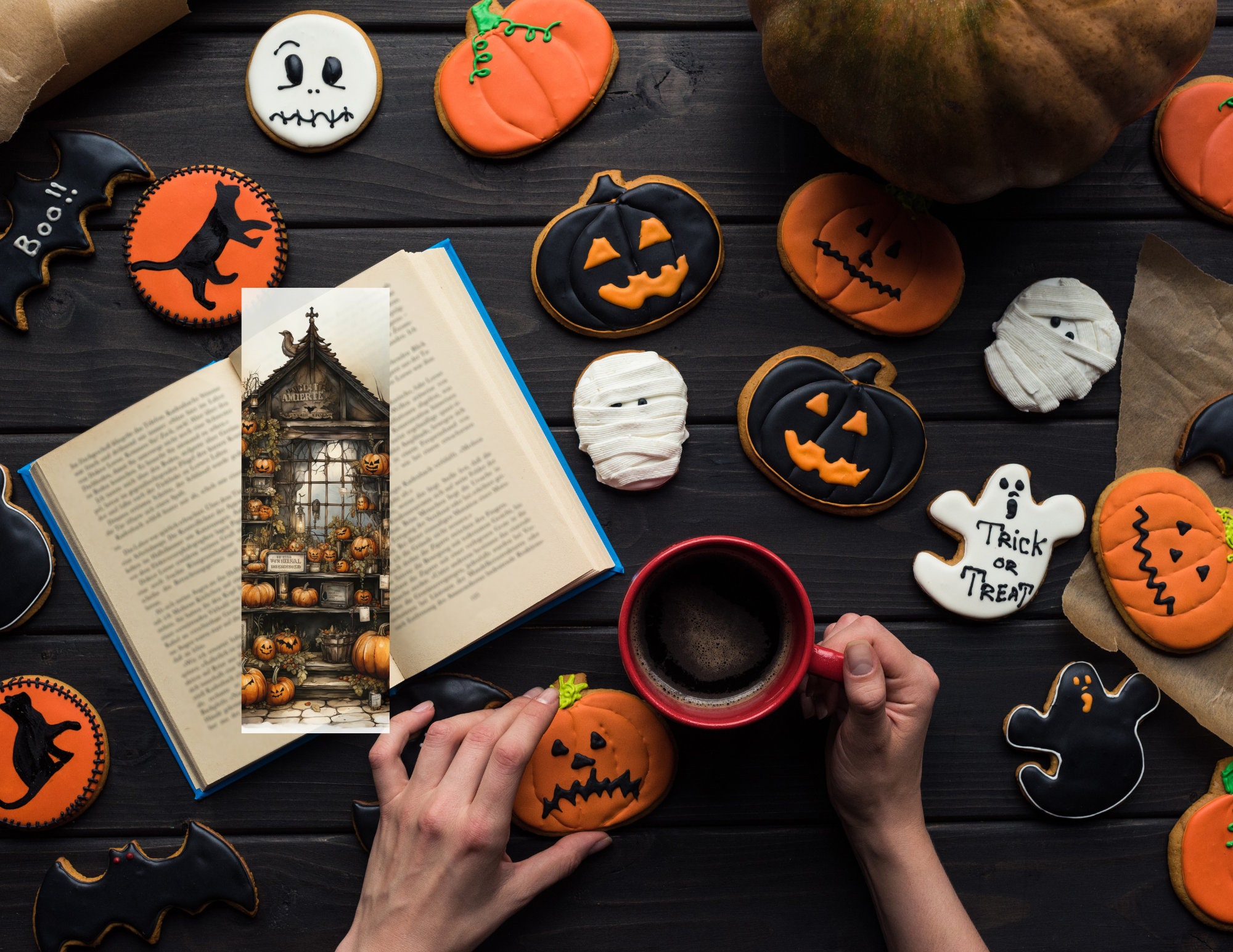 10 Printable Spooky Halloween Bookmarks. Whimsical and Creepy Vintage ...