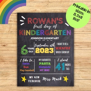 Chalkboard Back to School Sign, First Day or Last Day, Girl or Boy ...
