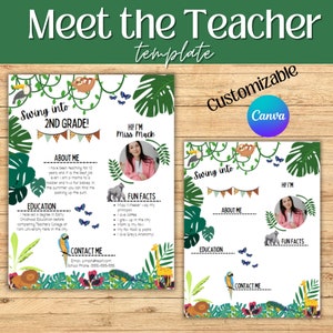 Meet the Teacher Template I Meet the Teacher Editable Jungle I Meet ...