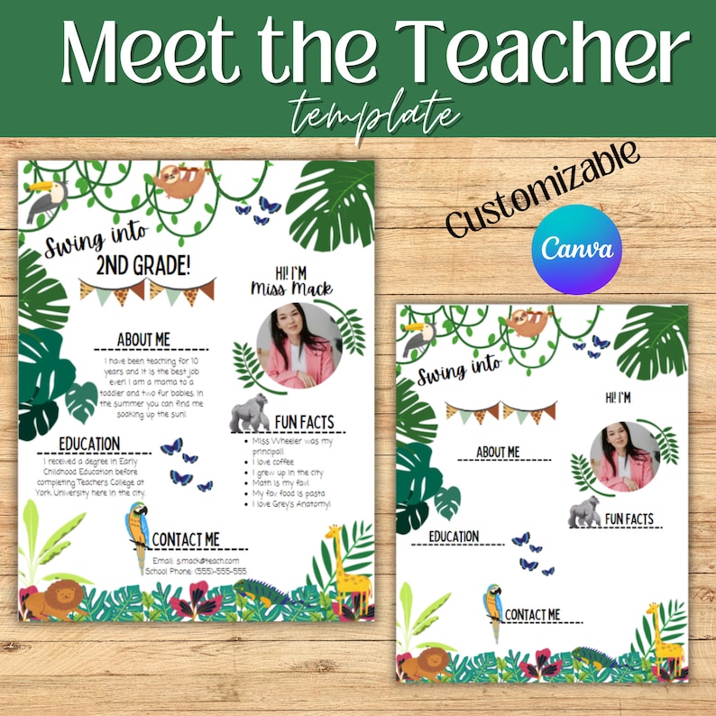 Meet the Teacher Template I Meet the Teacher Editable Jungle I Meet ...