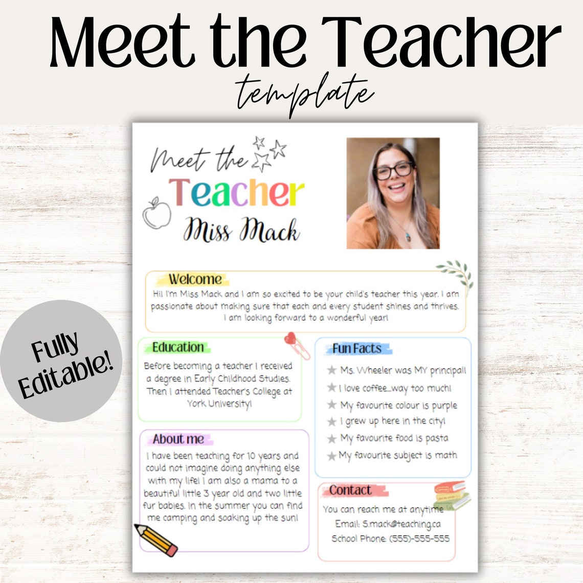 Meet the Teacher Template I Meet the Teacher Editable Rainbow I Meet ...
