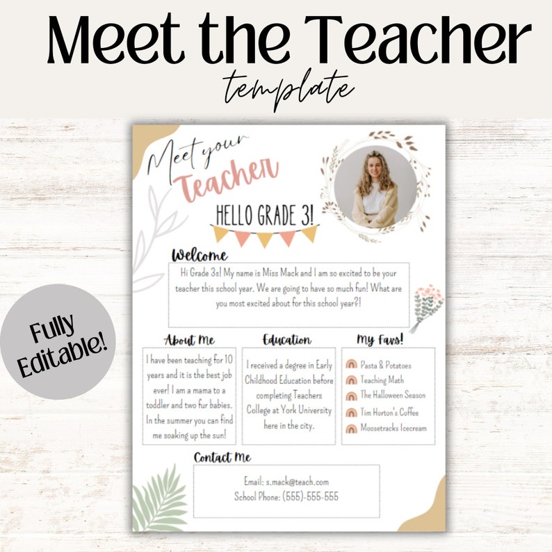 Meet the Teacher Editable I I Meet the Teacher Boho Template I Editable ...