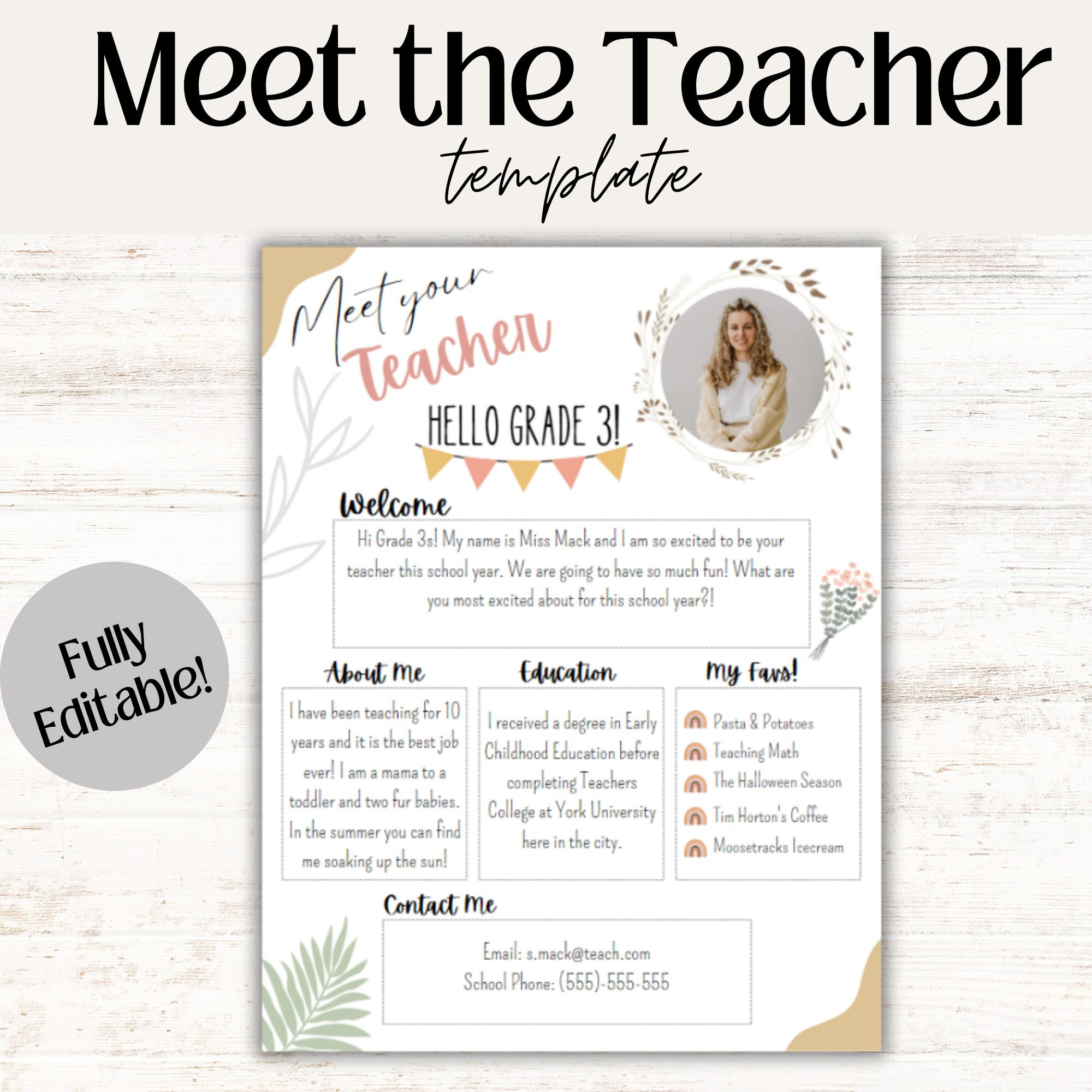 Meet the Teacher Editable I I Meet the Teacher Boho Template I Editable ...