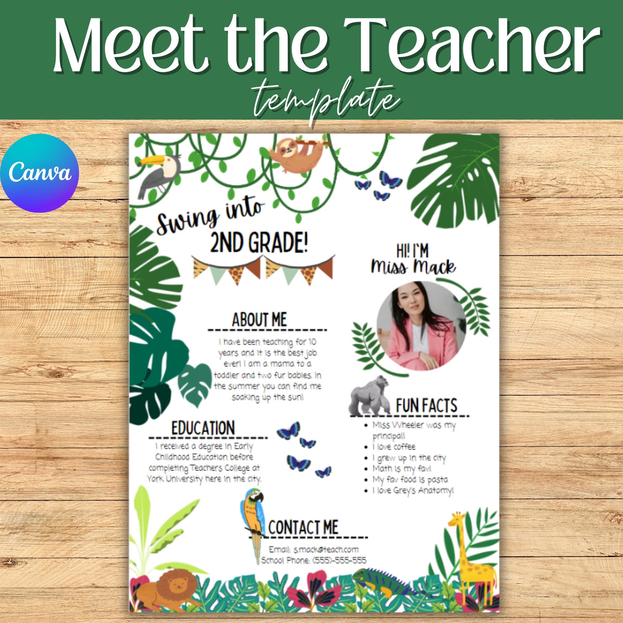 Meet the Teacher Template I Meet the Teacher Editable Jungle I Meet ...