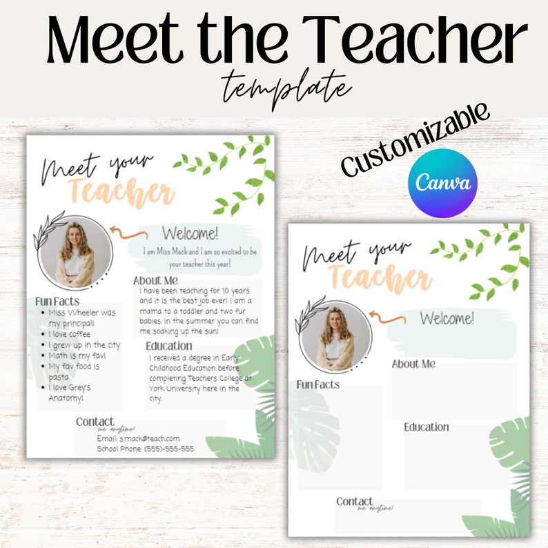 Meet the Teacher Editable I I Meet the Teacher Plants Template I ...