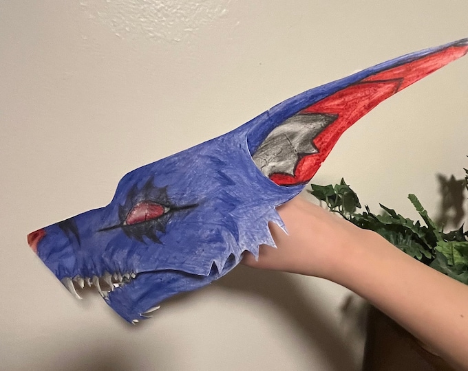 Paper Dragon Puppet Blue and Red Wolf - Etsy