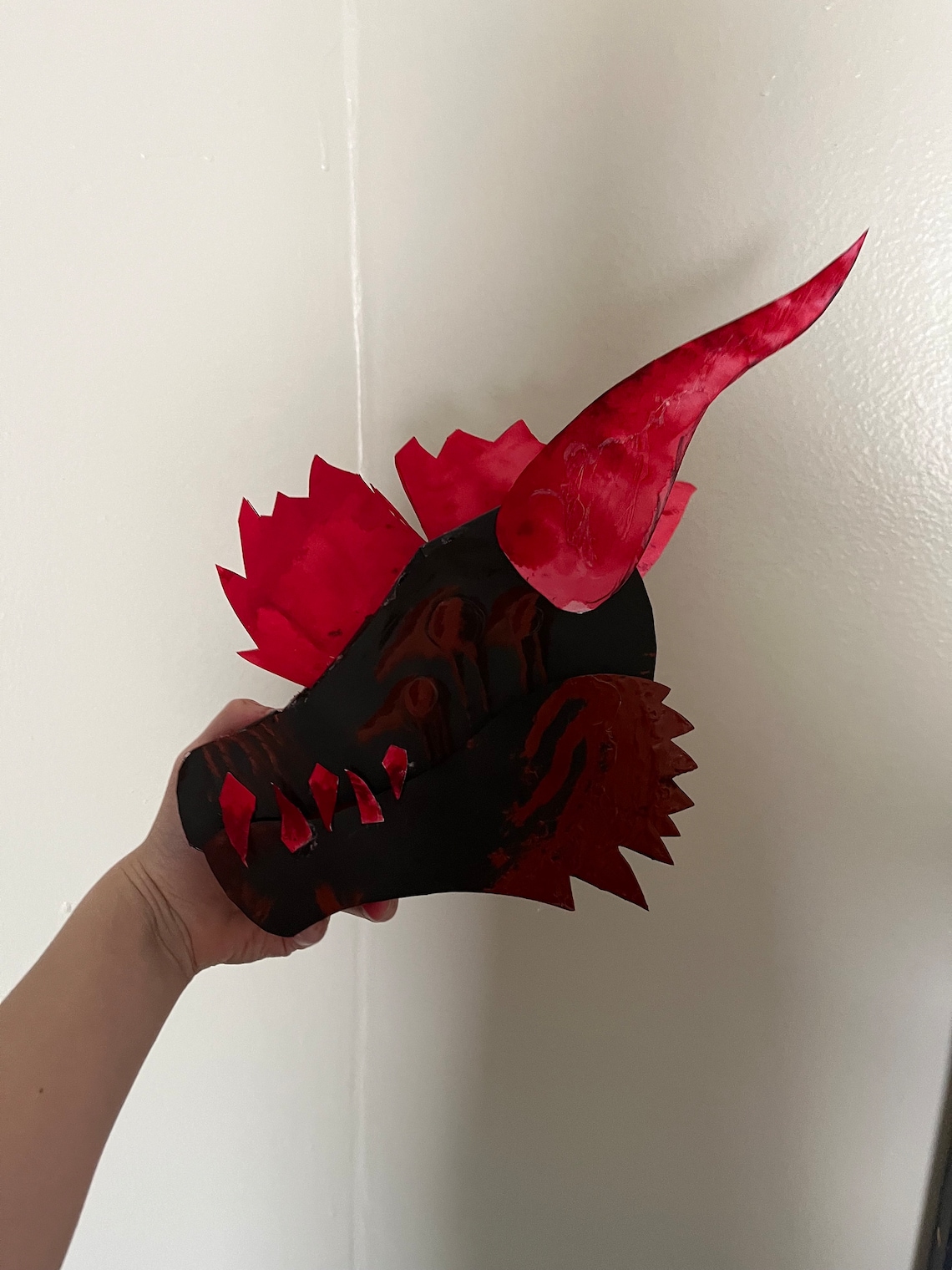 Paper Dragon Puppet Scary Detailed Red Six Jawed Dragon READ - Etsy