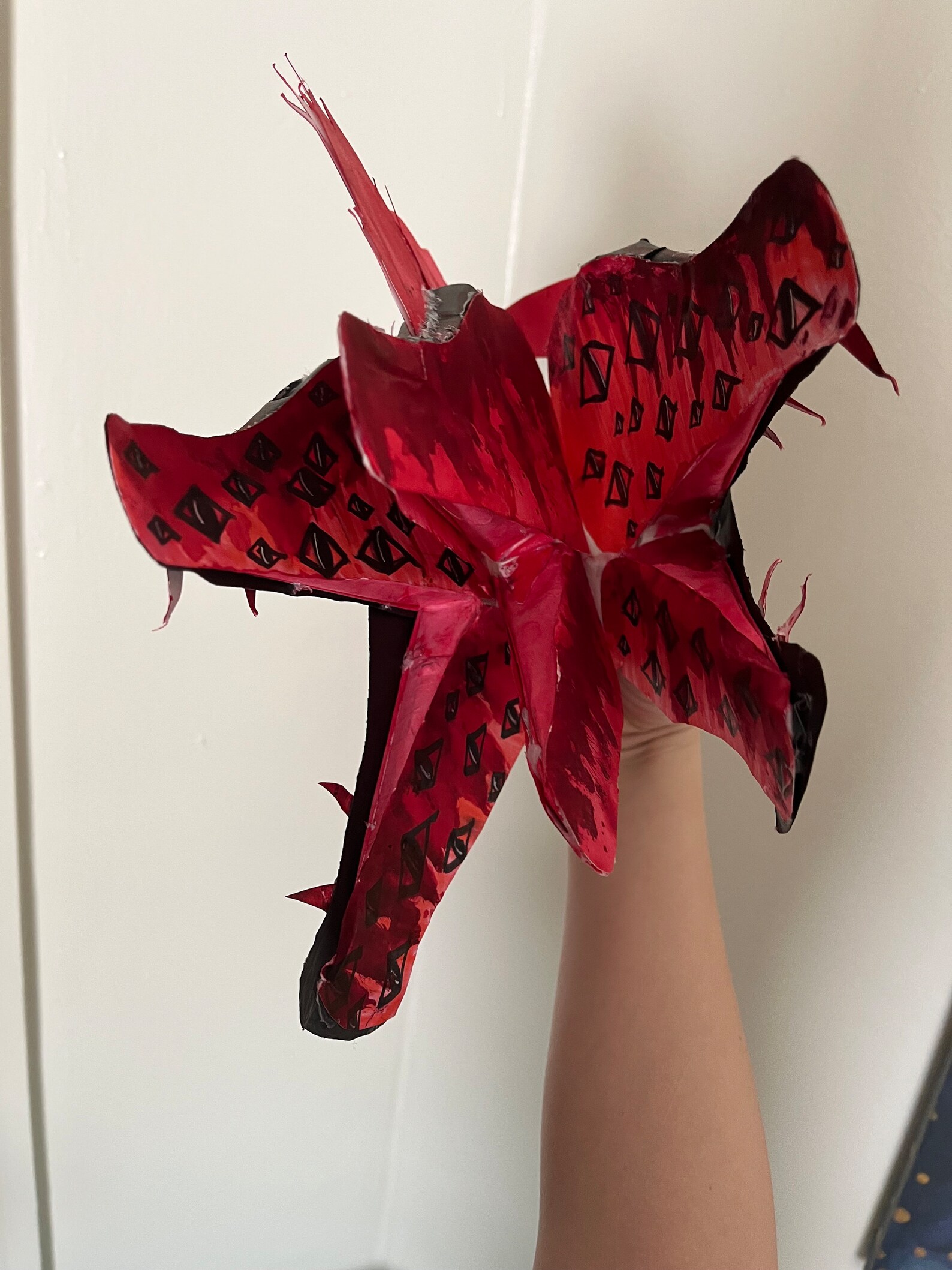 Paper Dragon Puppet Scary Detailed Red Six Jawed Dragon READ - Etsy