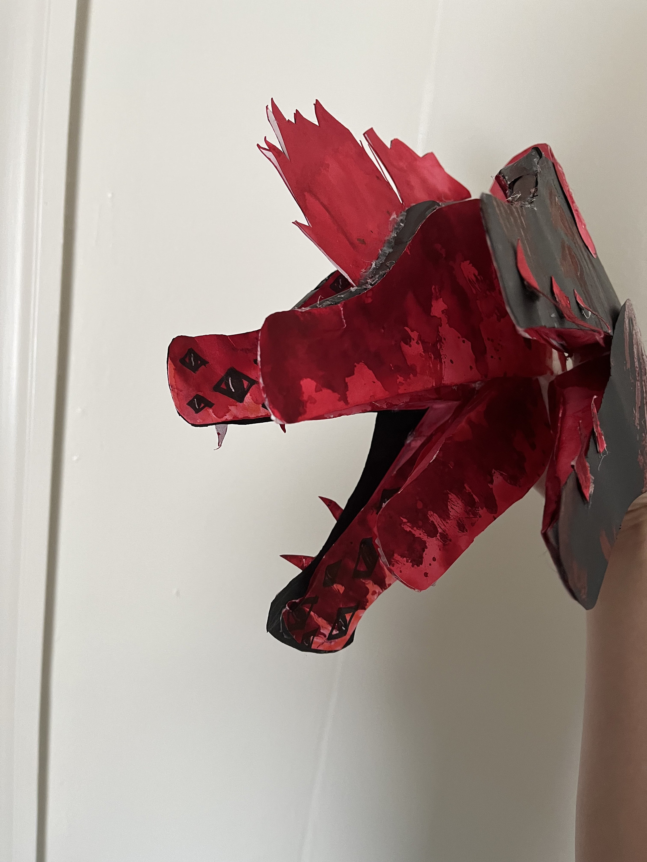 Paper Dragon Puppet Scary Detailed Red Six Jawed Dragon READ - Etsy