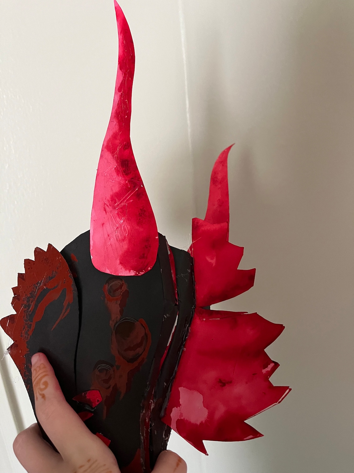 Paper Dragon Puppet Scary Detailed Red Six Jawed Dragon READ - Etsy