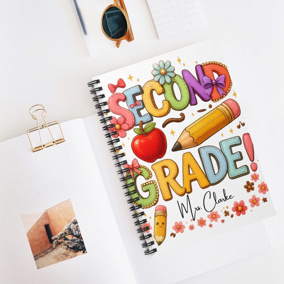 Colorful Second Grade Spiral Notebook - Back to School Supplies - Etsy