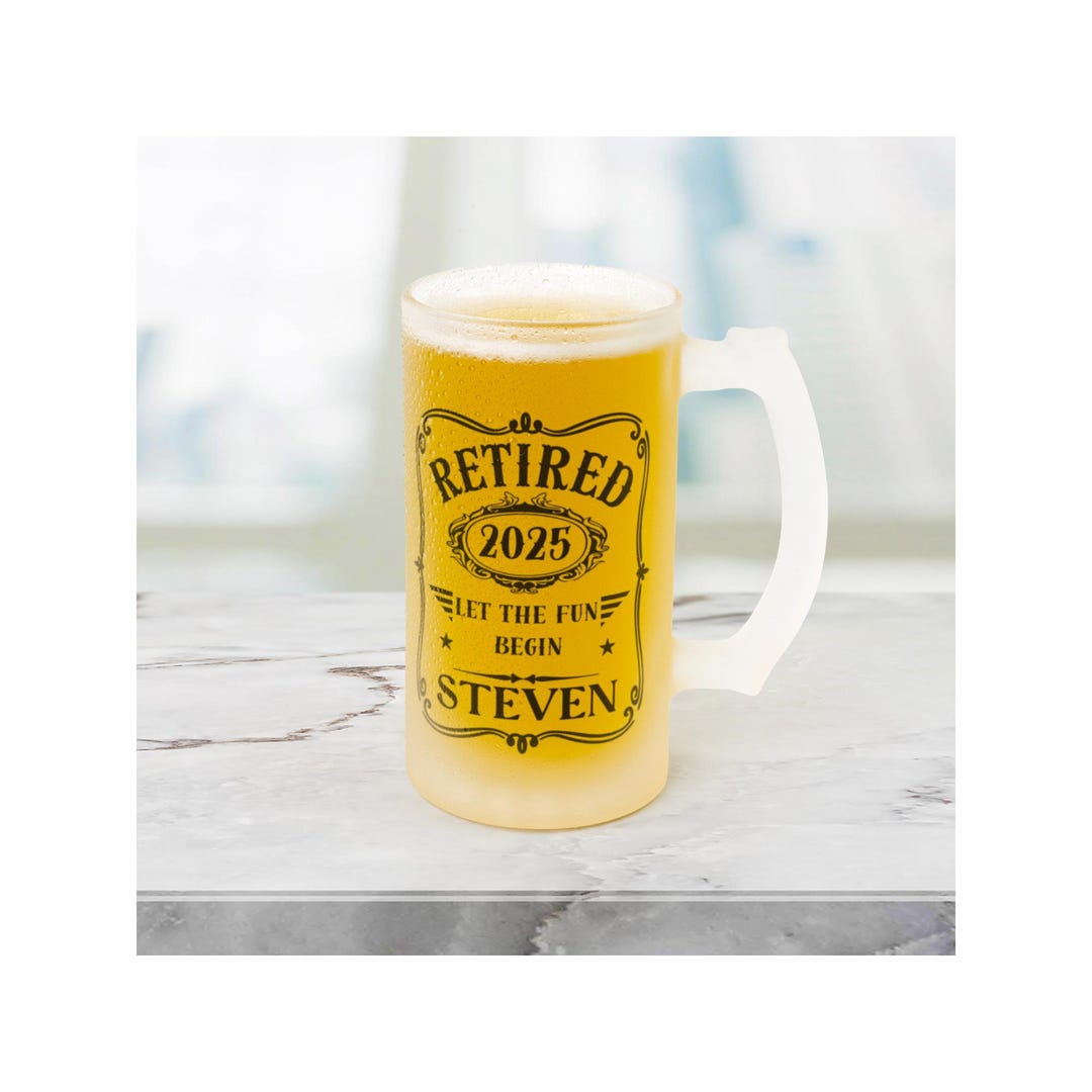Personalized Retired Beer Stein,custom Frosted Glass Retirement Gift ...
